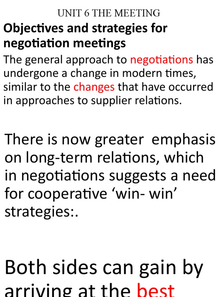 Strategies and Stages for Effective Negotiation Meetings | PDF ...