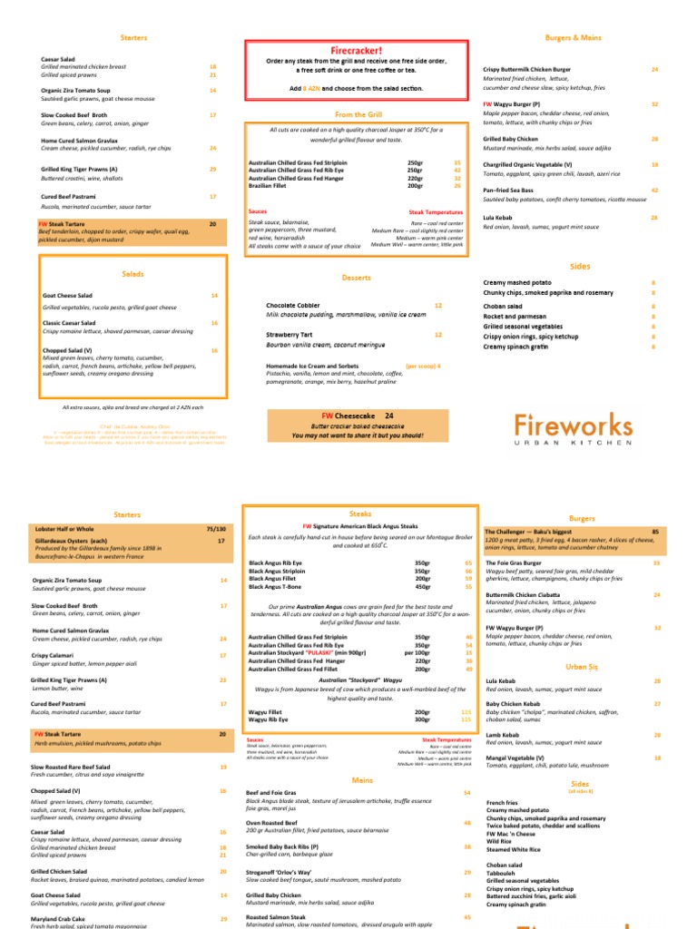 Fireworks PDF | PDF | Steak | Salad