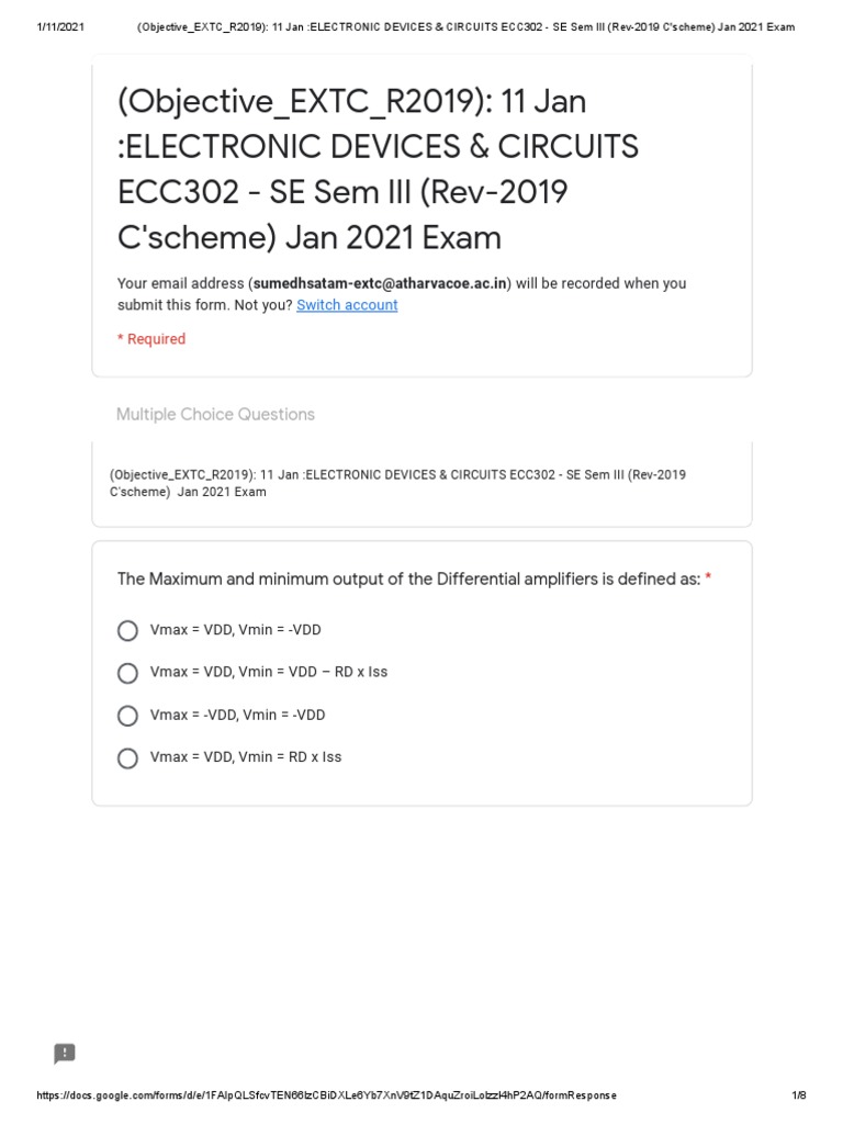 (Objective - EXTC - R2019) - 11 Jan - ELECTRONIC DEVICES & CIRCUITS ...