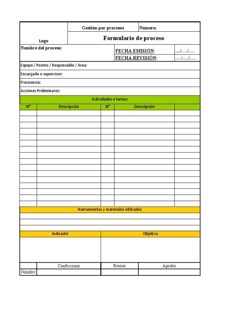 Formatos para Gestión de Procesos | PDF