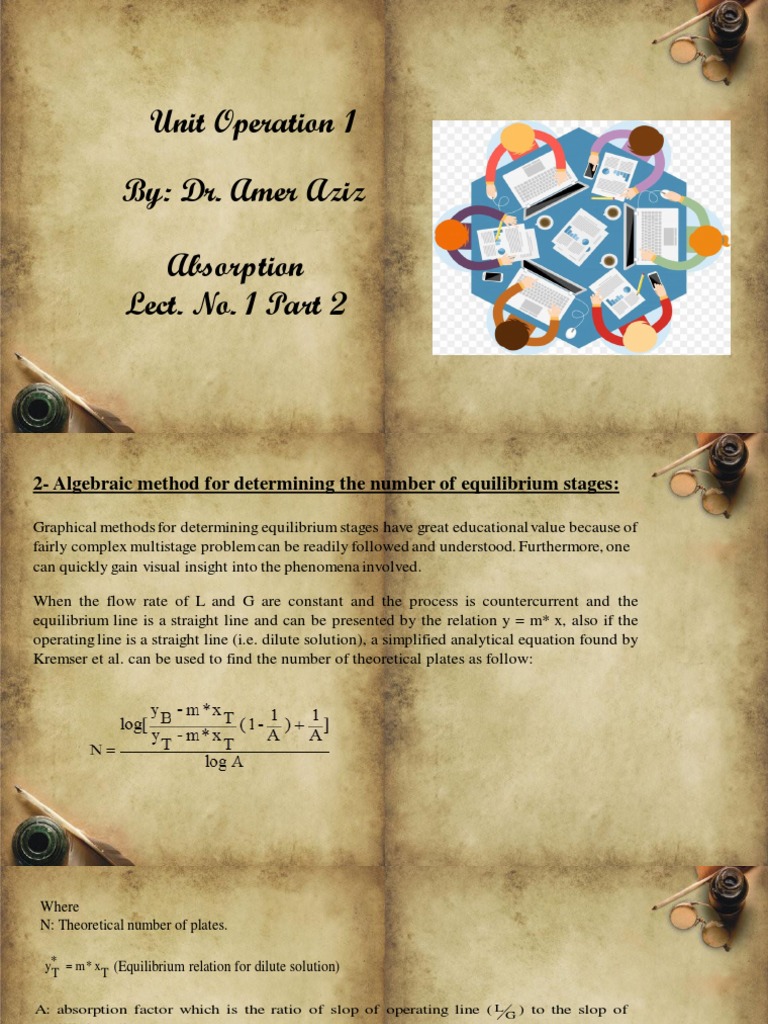 Absorption: Equilibrium Stages & Tray Efficiency | PDF | Chemical ...