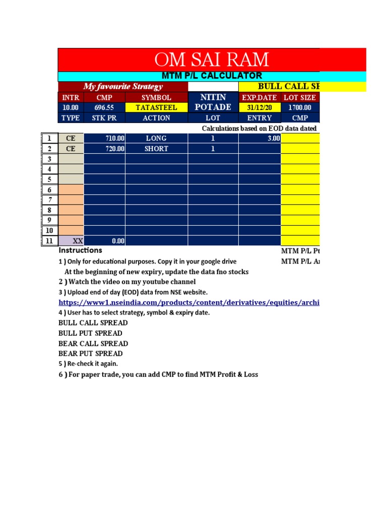 Self Study MTM PL Calculator v.02 | PDF | Derivative (Finance ...