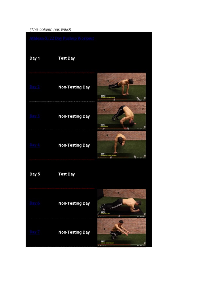 Athlean-X - 22 Day Pushup Workout | Download Free PDF | Strength Training | Physical Fitness