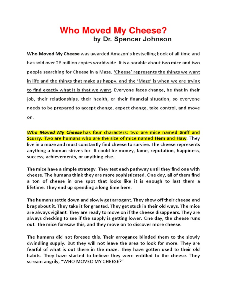 Lessons from Who Moved My Cheese | PDF | Cooking, Food & Wine | Self ...