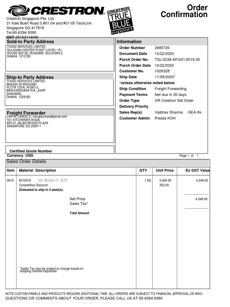 Sold-To Party Address Information: Sales Order Details | PDF ...