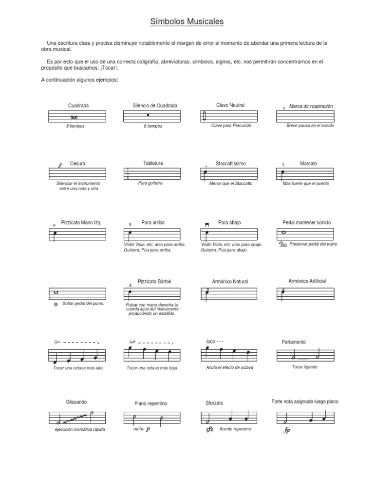 Simbolos y Glosario | PDF | Piano | Elementos de la música