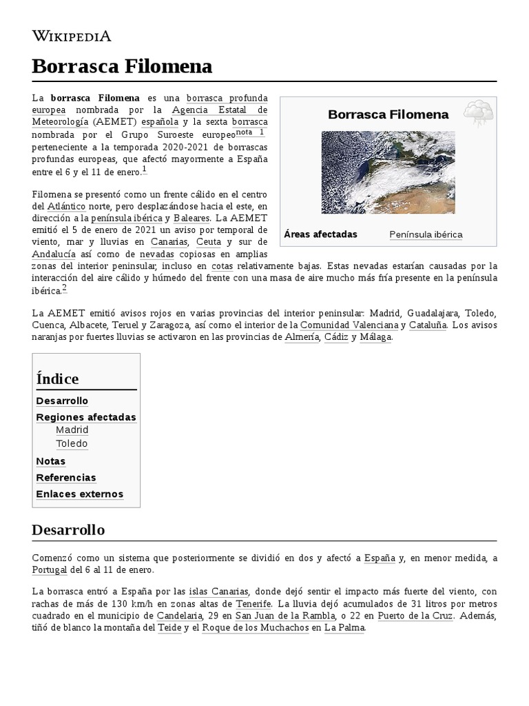 Borrasca Filomena PDF | PDF | Nieve | España