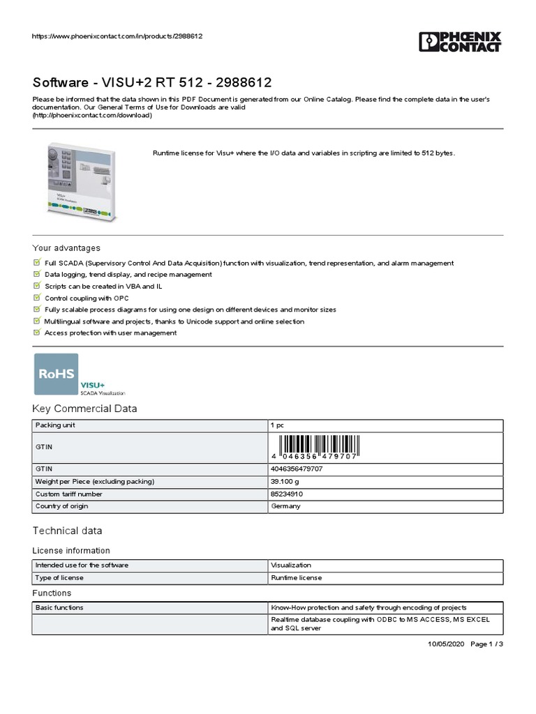 Software - VISU+2 RT 512 - 2988612: Your Advantages | PDF | Microsoft ...