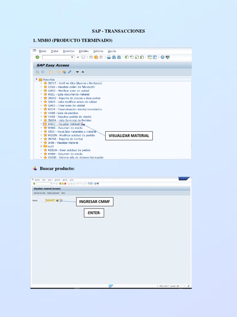 Transacciones SAP: MM03 y CS03 | PDF | Informática | Software