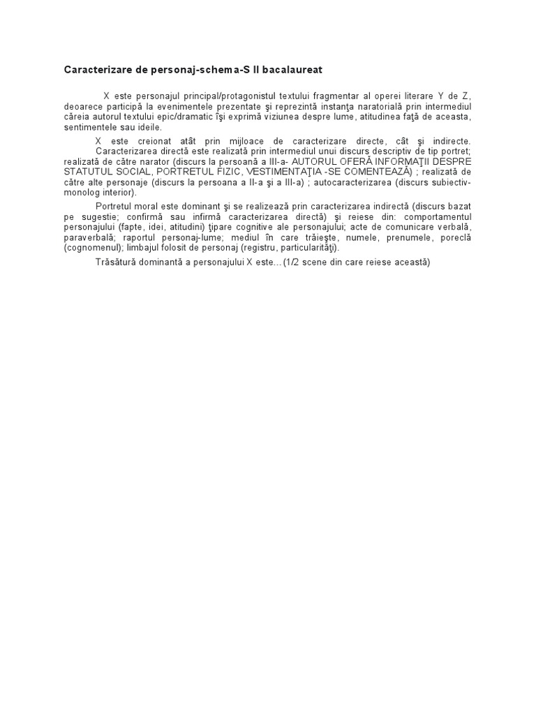 Caracterizare de Personaj | PDF