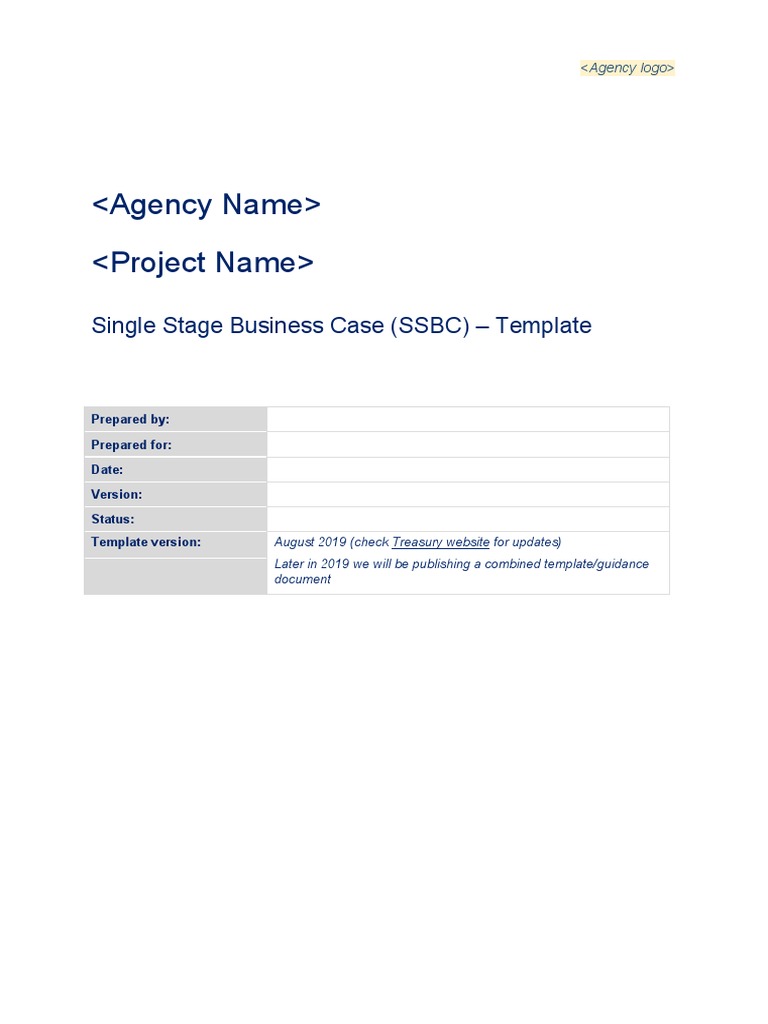 Single Stage Business Case Template August 2019 | PDF | Cost–Benefit ...