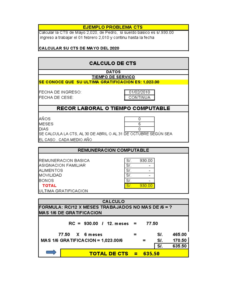 Calculo C.T.S. Ejercicios Cinco | PDF | Sueldos y salarios | Salario