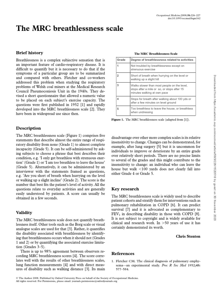 Scala MRC PTR Dispnee | PDF | Chronic Obstructive Pulmonary Disease ...