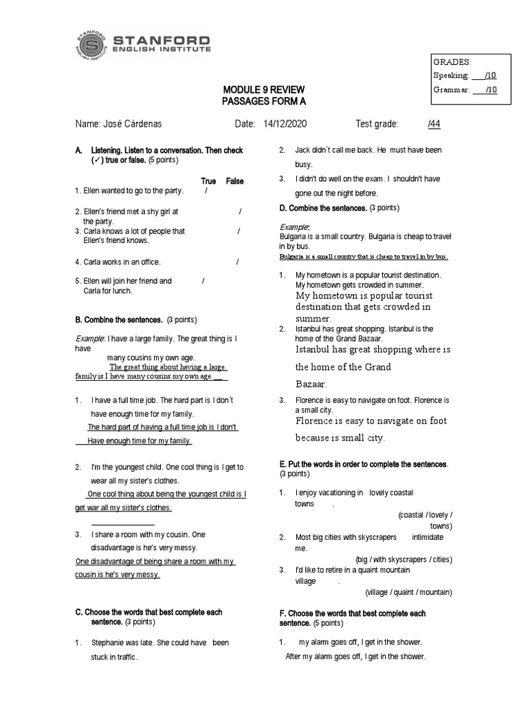 MODULE 9 REVIEW Form A | PDF