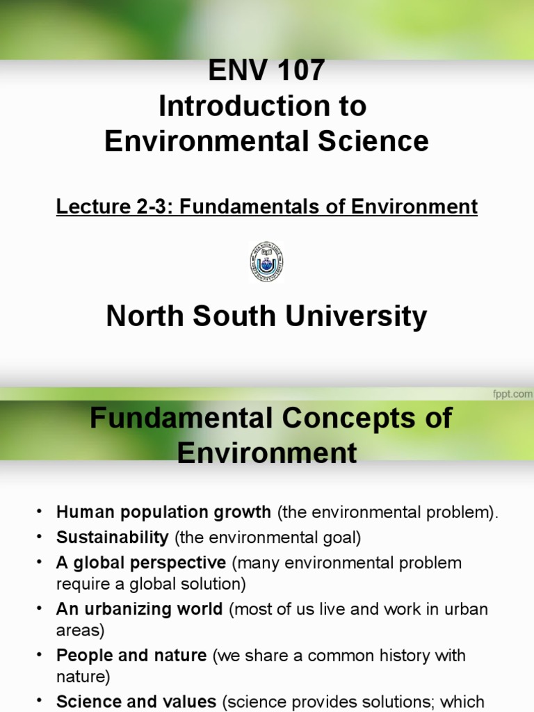 ENV 107 Introduction To Environmental Science: Lecture 2-3 ...