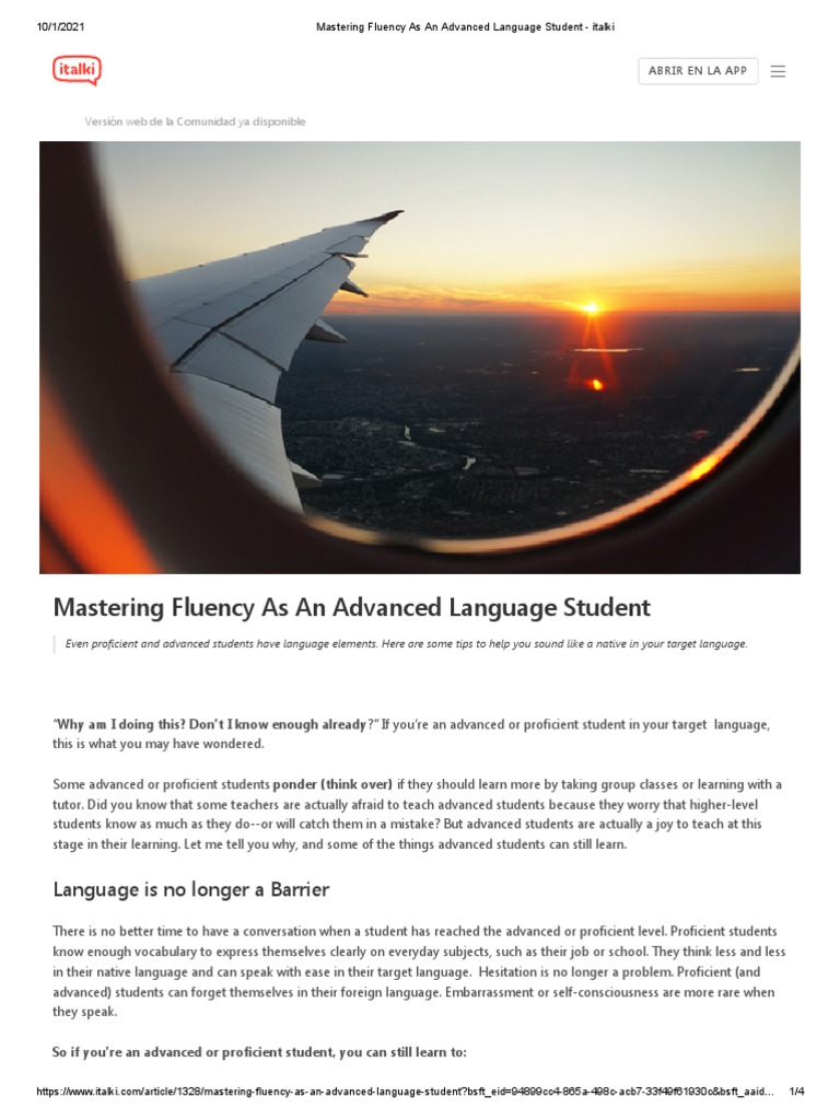 Mastering Fluency As An Advanced Language Student: Language Is No ...