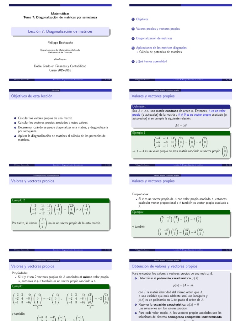 Diagonalización de Matrices (III) | PDF | Valores propios y vectores ...