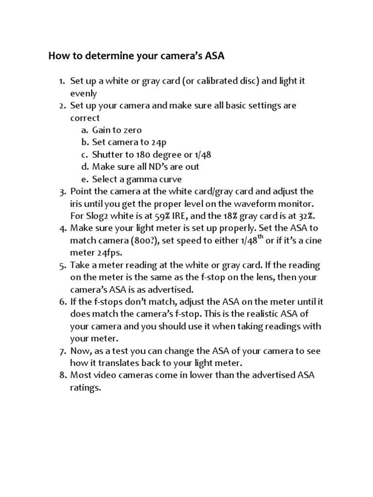 How To Determine Your Camera's ASA | PDF | Technology & Engineering