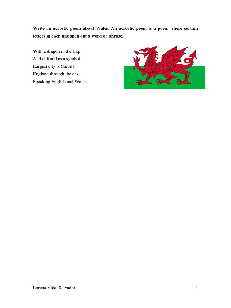Acrostic Poem Wales | PDF