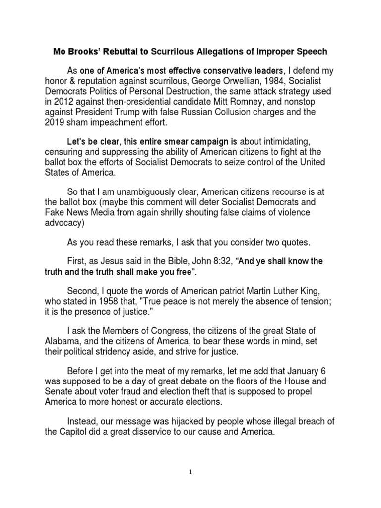 Censure Rebuttal Speech | PDF | Donald Trump | American Government