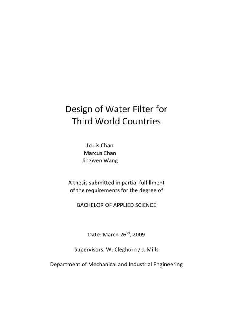 Affordable Water Filter Design for Developing Countries | PDF | Water ...