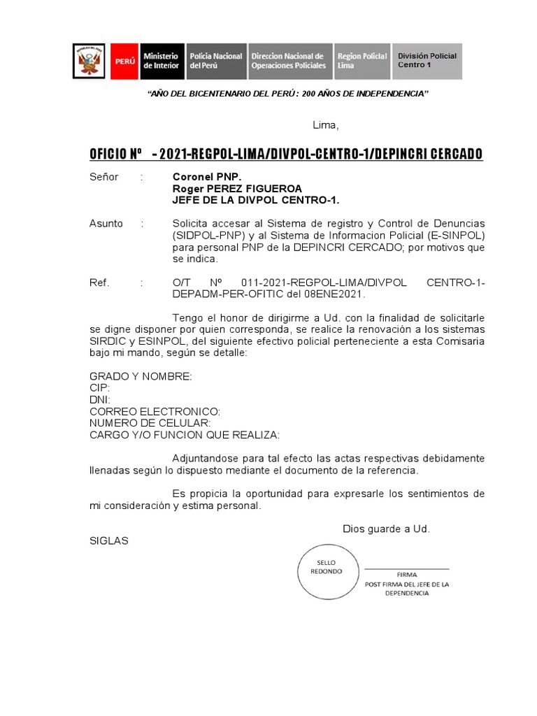 Modelo Oficio Sirdic-2021 | PDF