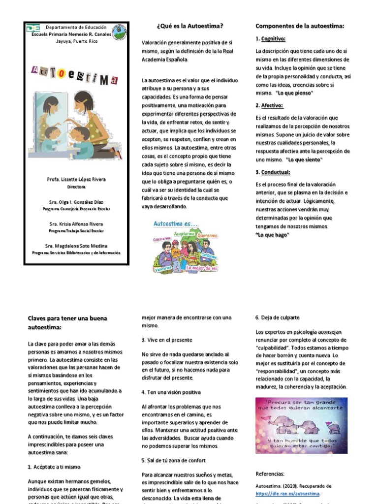 Brochure Autoestima | PDF | Autoestima | Comportamiento