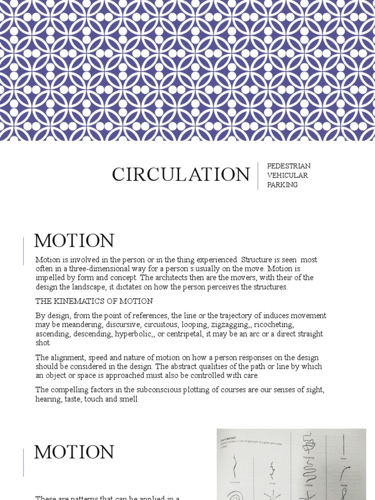 Circulation: Pedestrian Vehicular Parking | PDF | Traffic | Distance