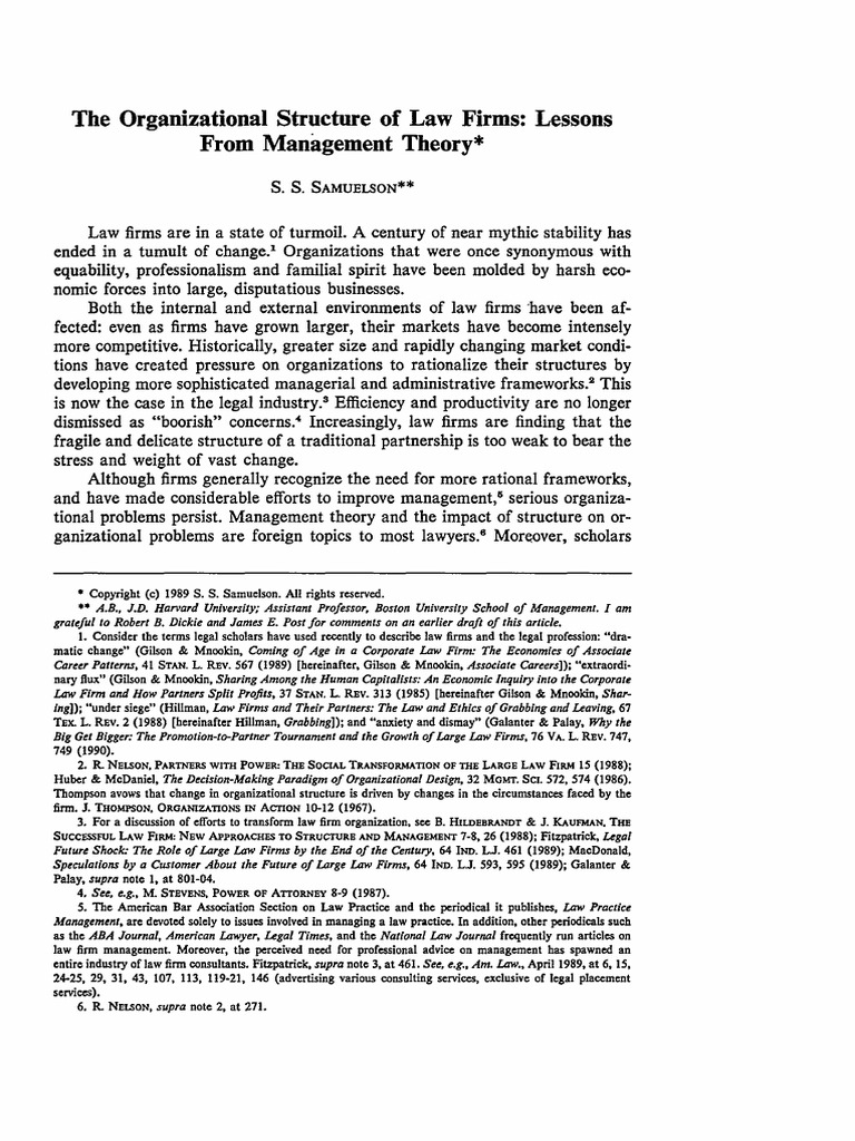 Organizational Structure of Law Firms PDF | PDF | Law Firm | Lawyer