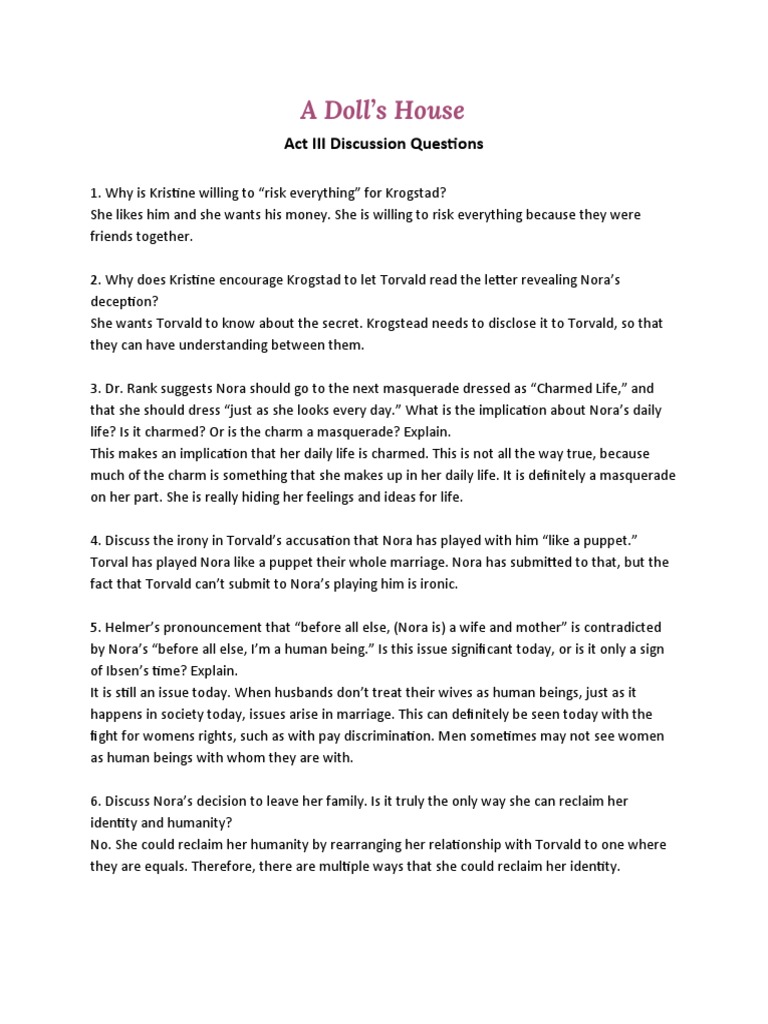 Act 3 A Dolls House | PDF | A Doll's House
