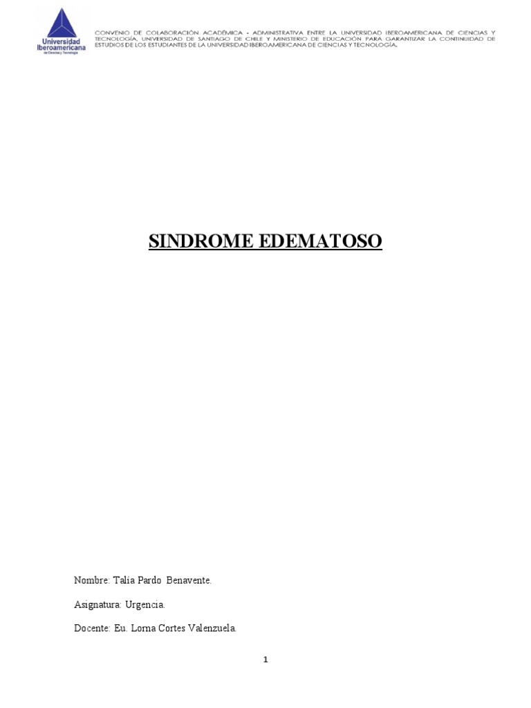 Sindrome Edematoso | PDF | Edema | Especialidades Medicas