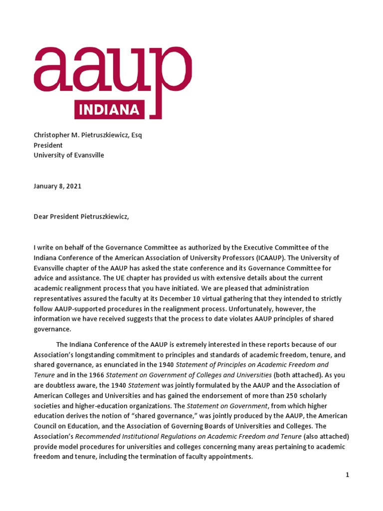 AAUP Letter | PDF | Policy | Government