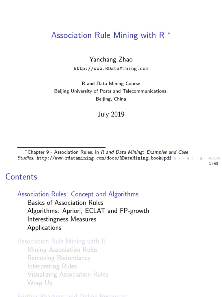 RDataMining Slides Association Rules PDF | PDF | Data Analysis | Information Science