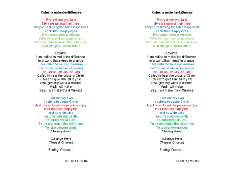 Called To Make The Difference | PDF