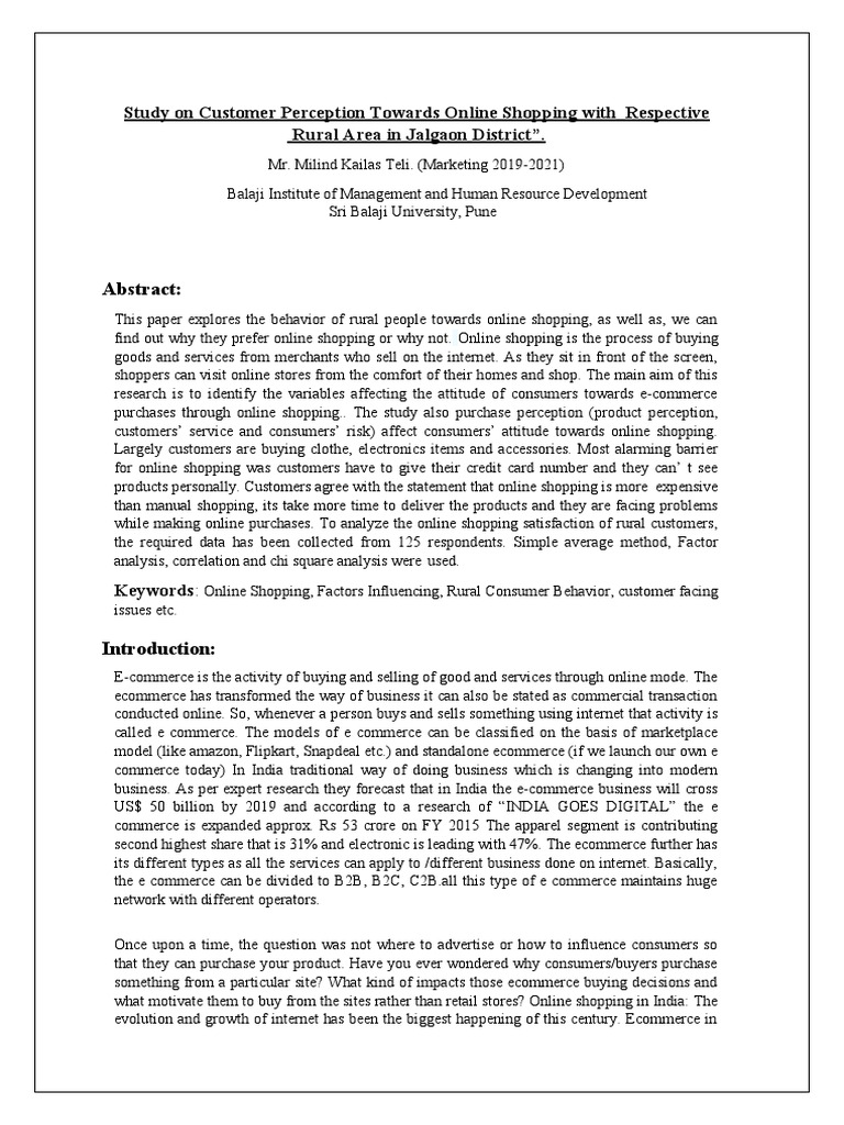 Research Paper On Customer Satisfaction Towards Online Shopping | PDF ...
