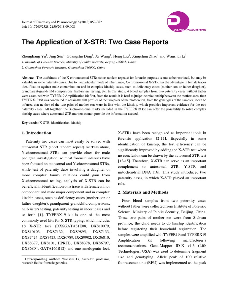 The Application of X-STR: Two Case Report | PDF | Microsatellite ...