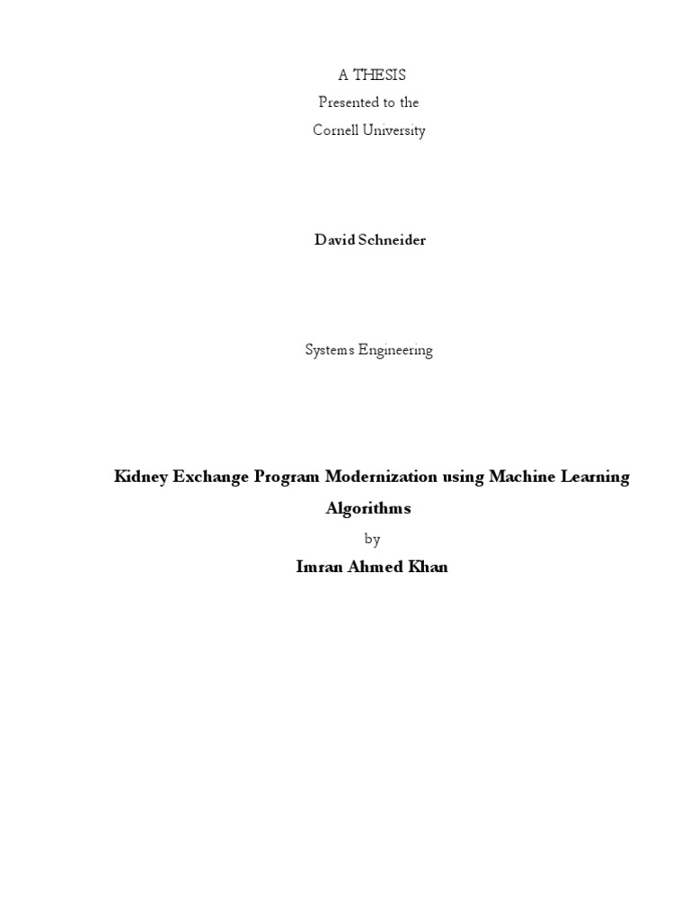 Kidney Exchange Program Modernization Using Machine Learning Algorithms ...