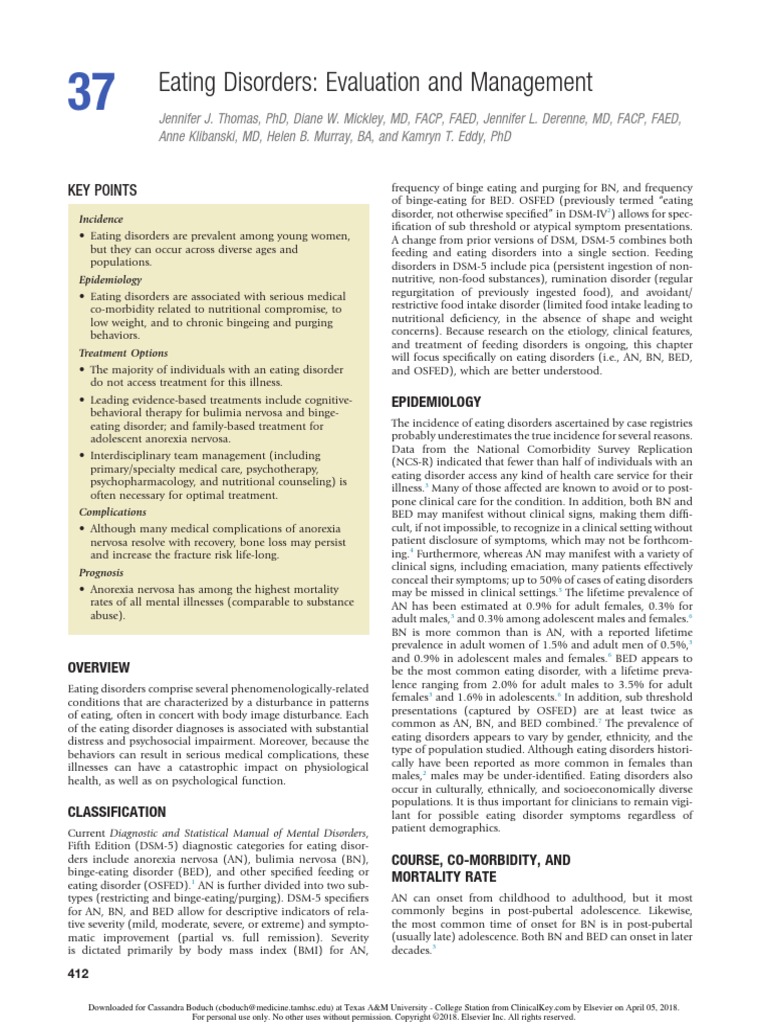 Eating Disorders: Evaluation and Management: Key Points | PDF | Eating ...