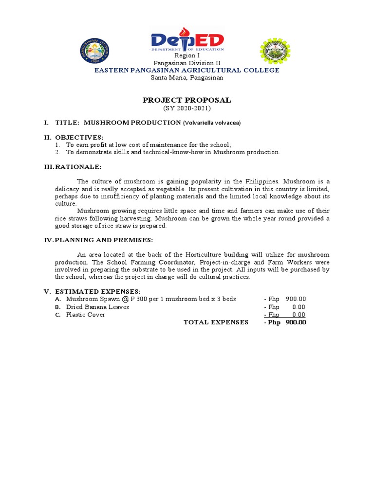 Mushroom Production Project Proposal | PDF | Technology & Engineering