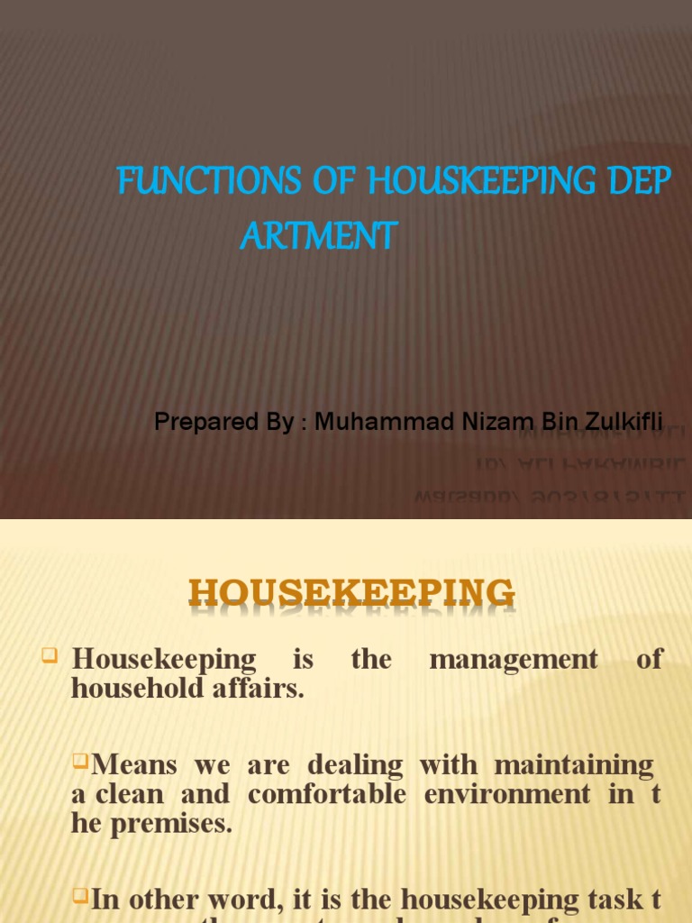 Chapter 2 Functions of Houskeeping Department | PDF | Housekeeping ...