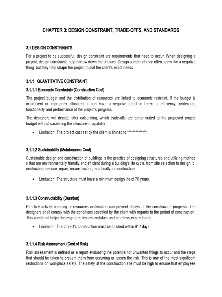 Chapter 3: Design Constraint, Trade-Offs, and Standards | PDF | Trade ...