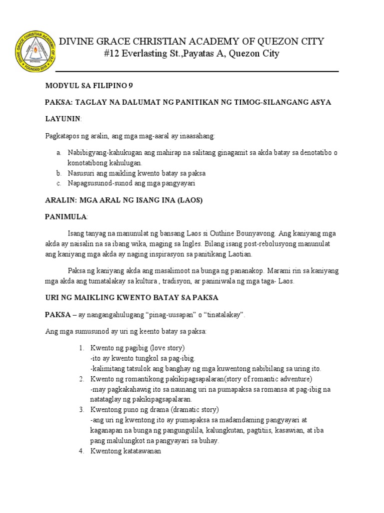 Modyul Sa Filipino 9 | PDF