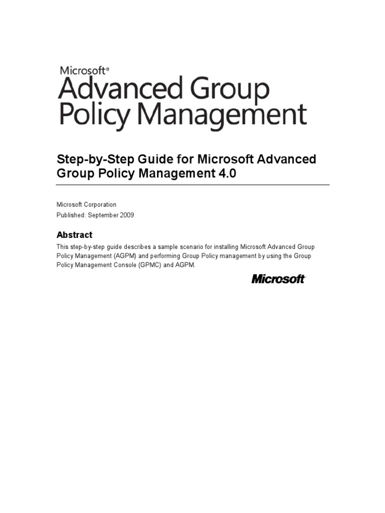 Step-by-Step Guide For Microsoft Advanced Group Policy Management 4.0 ...