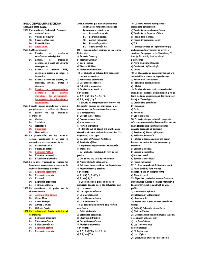 Banco de Preguntas Economia Cepre Unu | PDF | Macroeconómica | Microeconomía