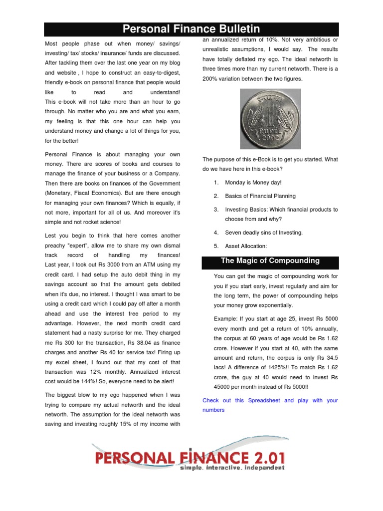 Personal Finance Bulletin | PDF | Exchange Traded Fund | Stocks