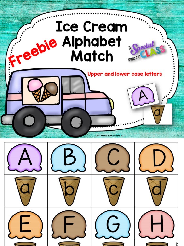 Ice Cream Alphabet Match: Upper and Lower Case Letters | PDF