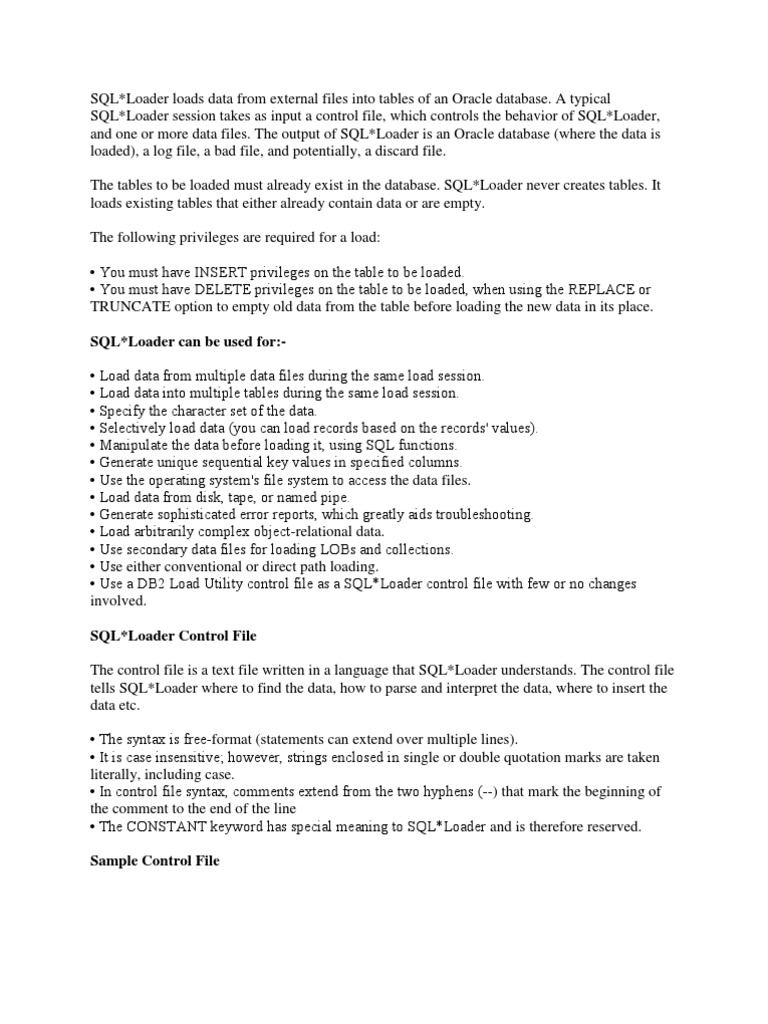 Sql Loader Can Be Used For Pdf Databases Sql