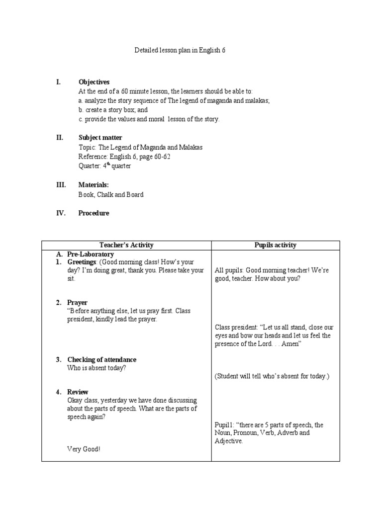 Detailed Lesson Plan in English 6 | PDF | Part Of Speech | English Language