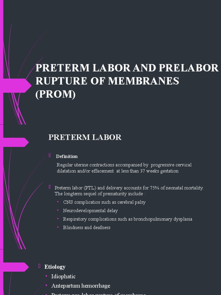 Preterm Labor and Prelabor Rupture of Membranes ( | PDF | Preterm Birth ...