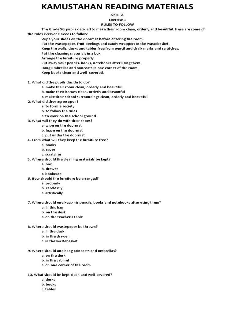 Reading Materials For Kamustahan | PDF | School Meal | Lunch